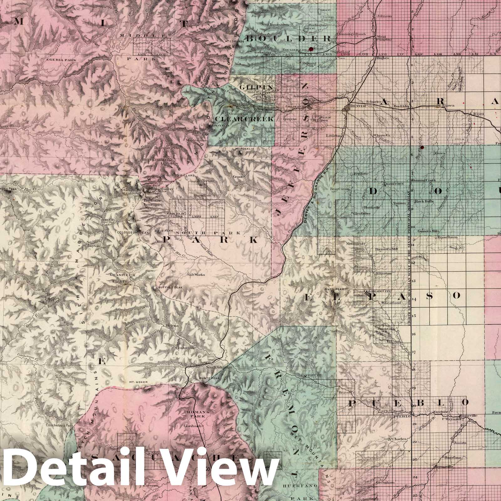 Historic Map : Pocket Map, Colorado 1871 - Vintage Wall Art - Historic ...