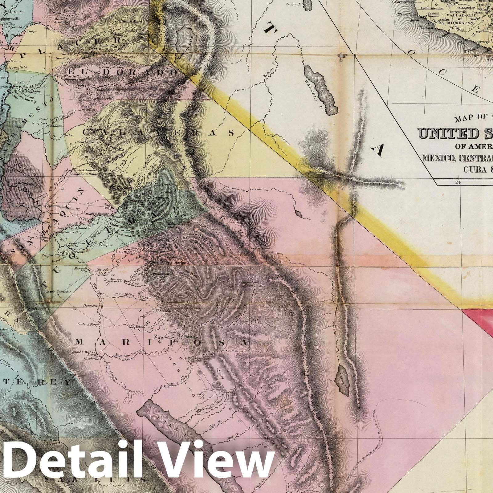 Historic Map : New Map of California, 1852 - Vintage Wall Art ...