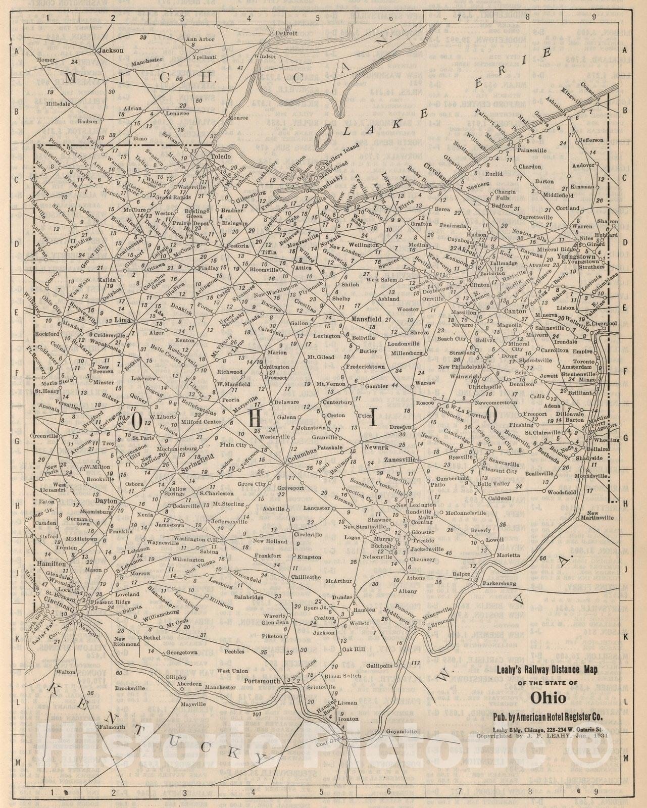 Historic Map : Railway Distance Map of the State of North Dakota, 1934 ...