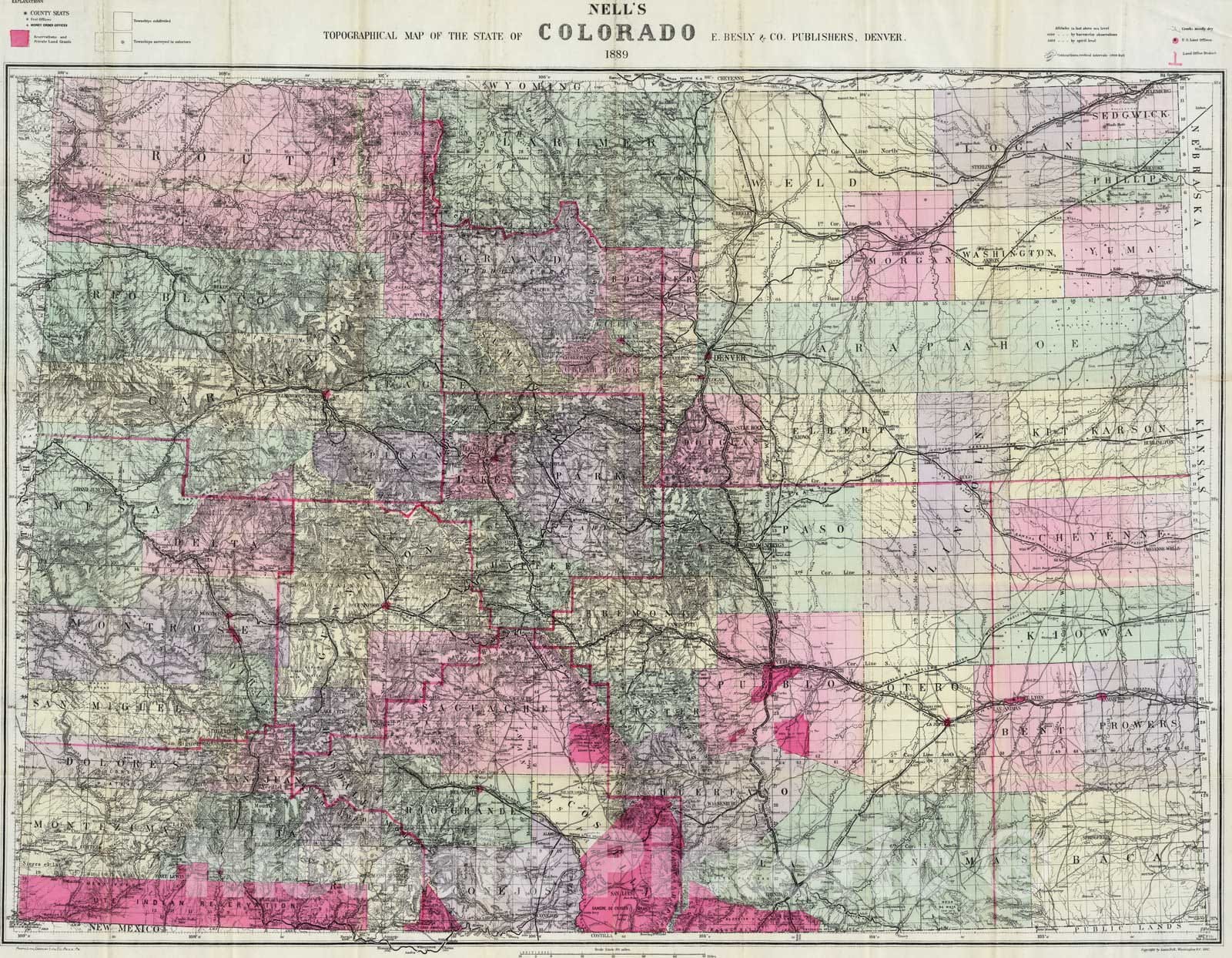 Historic Map : Pocket Map, Colorado 1889 - Vintage Wall Art – Historic ...