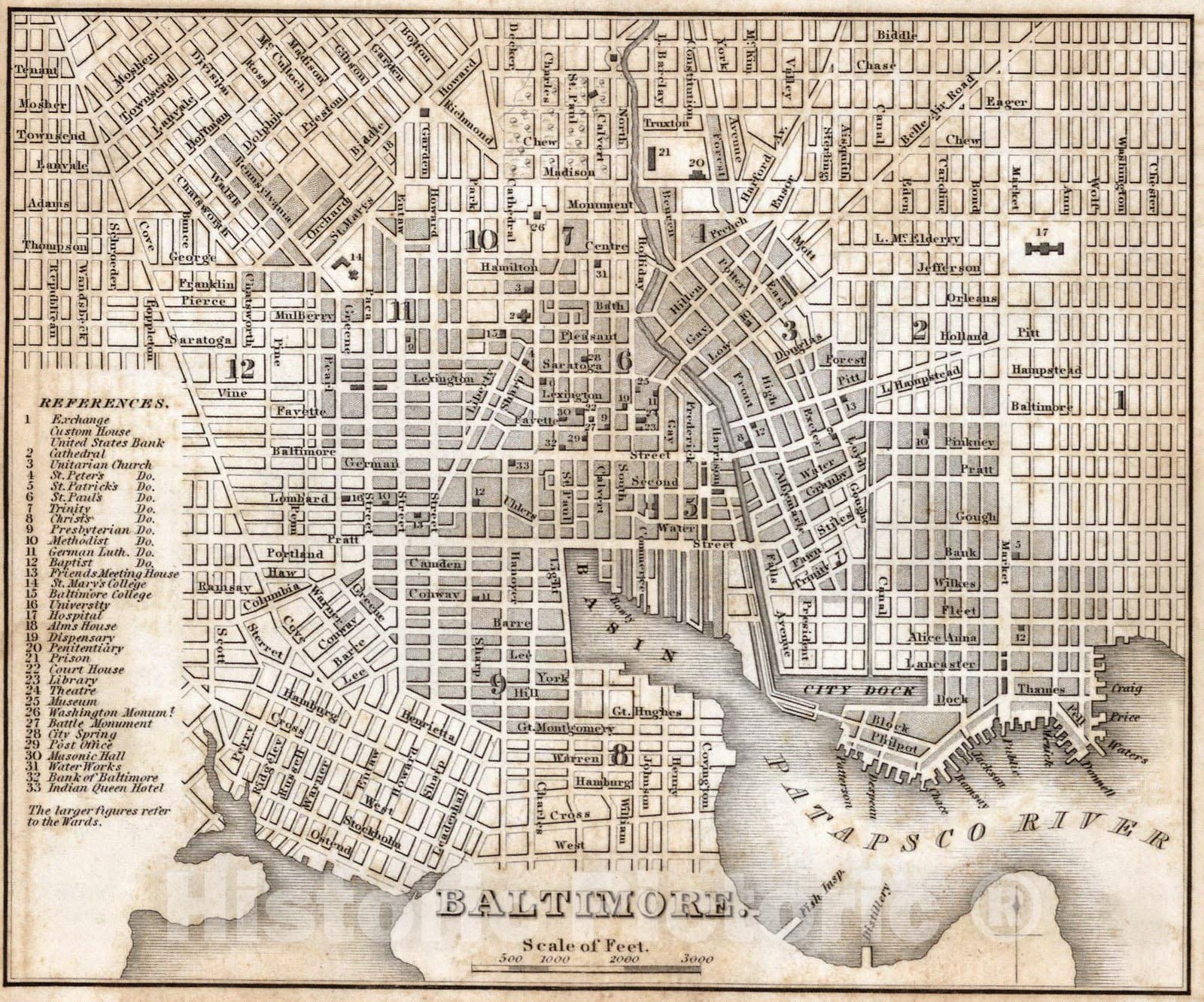 Historic Map : Guide Book, Baltimore 1837 - Vintage Wall Art – Historic ...