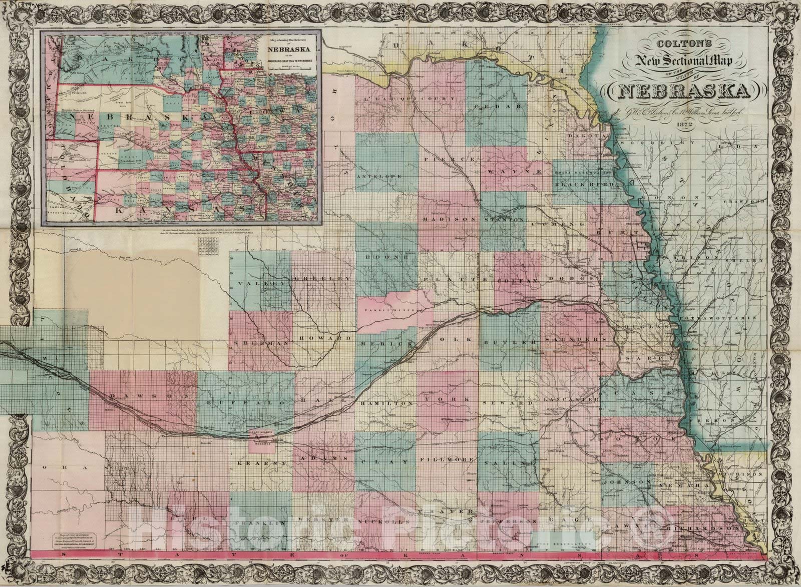 Historic Map : Pocket Map, Nebraska 1872 - Vintage Wall Art – Historic ...