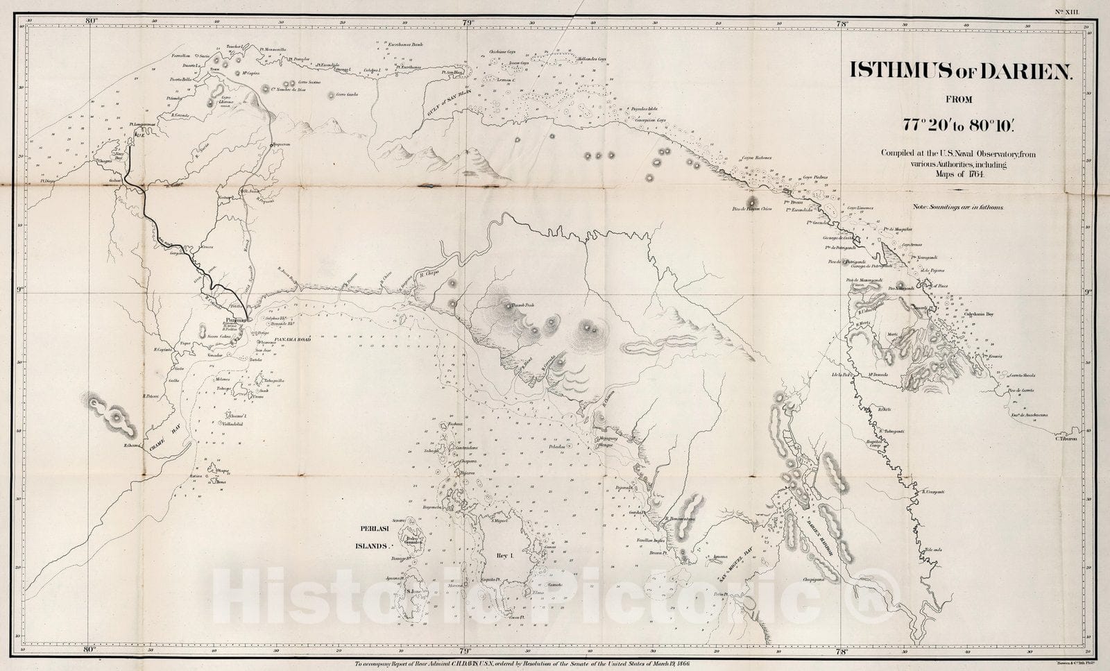 Historic Map : Survey Book, No.XIII. Isthmus of Darien from 77(degrees ...