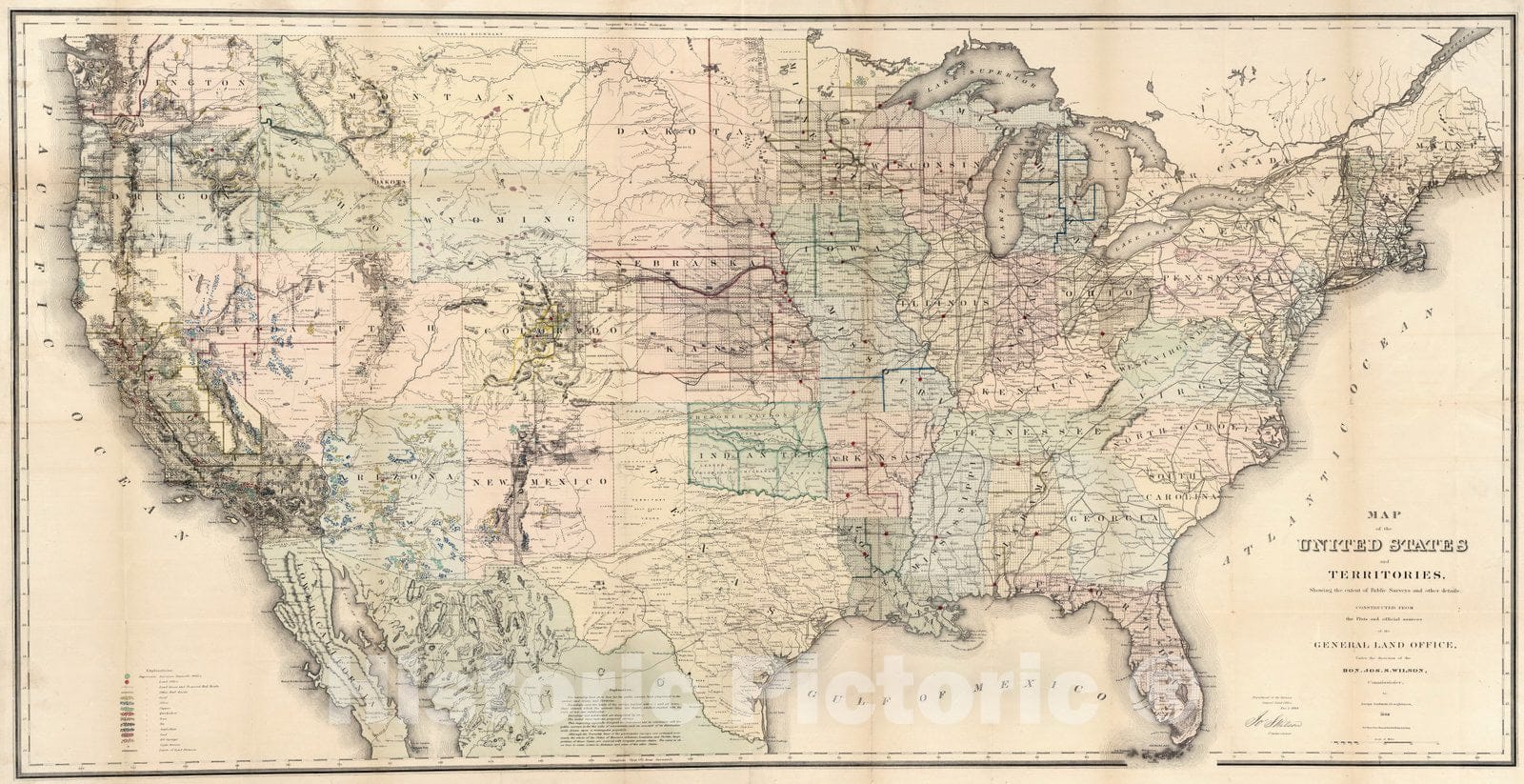 1869 United States Public Land Survey Historical Map Print – Historic ...