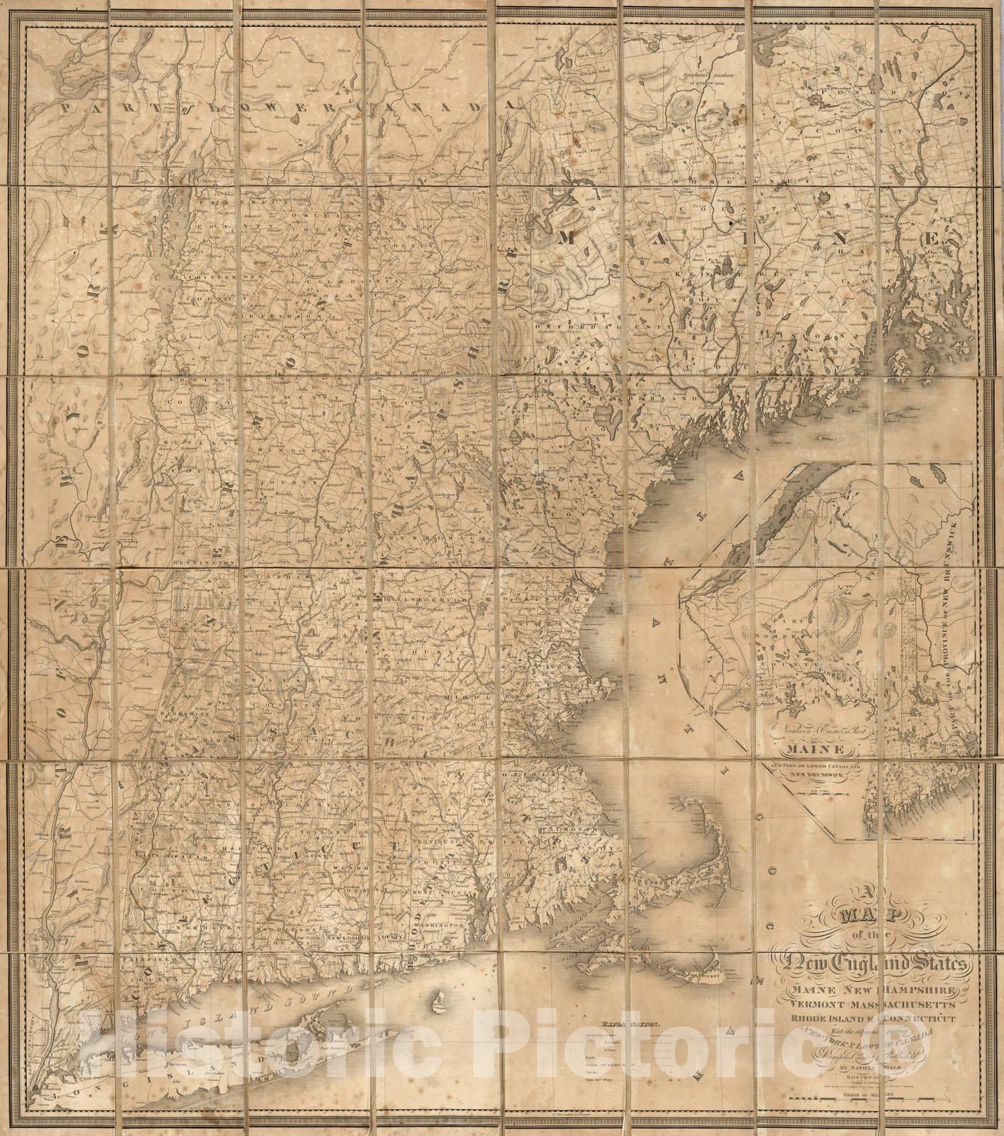 Historic Map : Case Map, New England States. 1826 - Vintage Wall Art ...