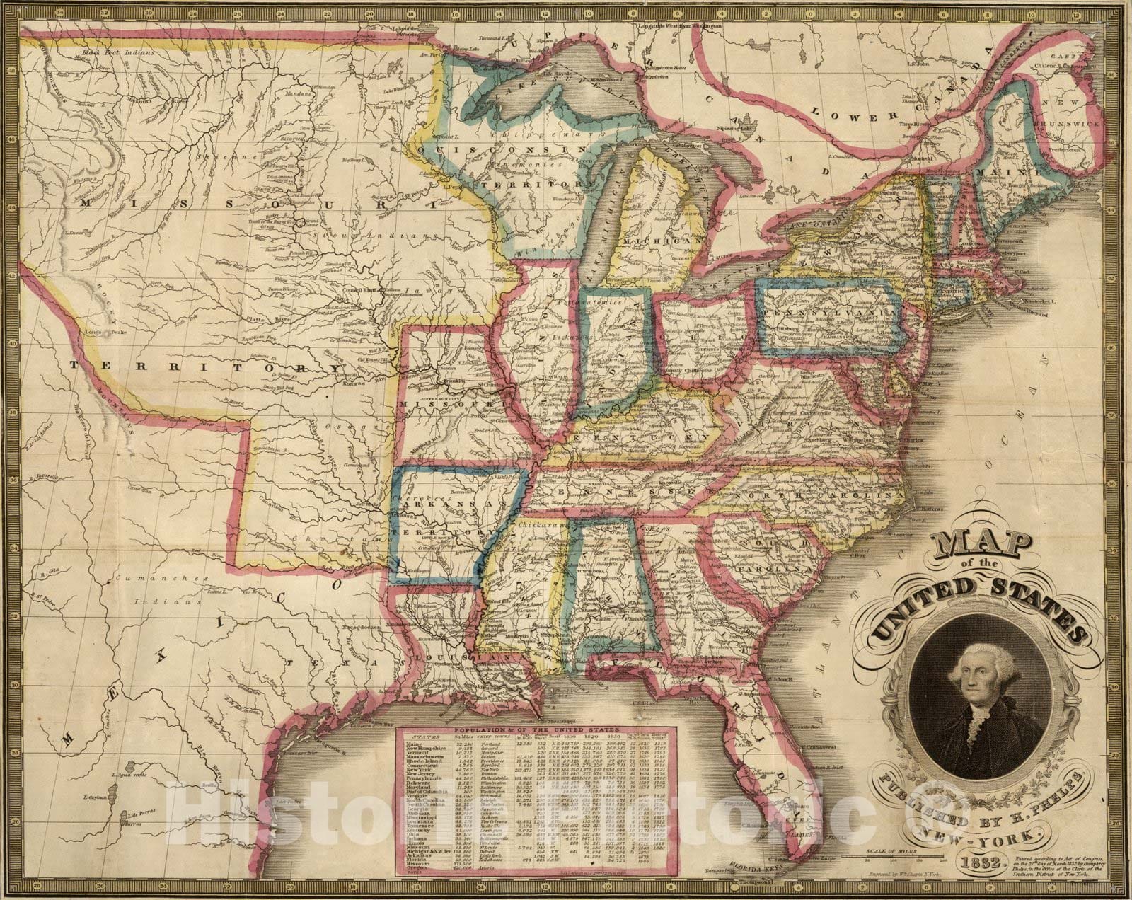 Historic Map : Pocket Map, United States 1832 - Vintage Wall Art ...