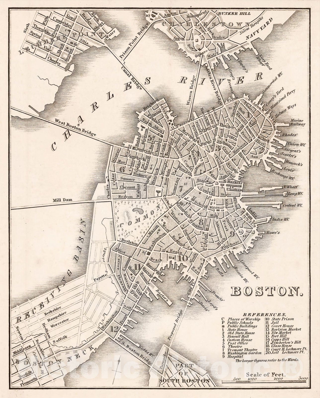 Historic Map - Guide Book, Boston 1842 - Vintage Wall Art – Historic ...