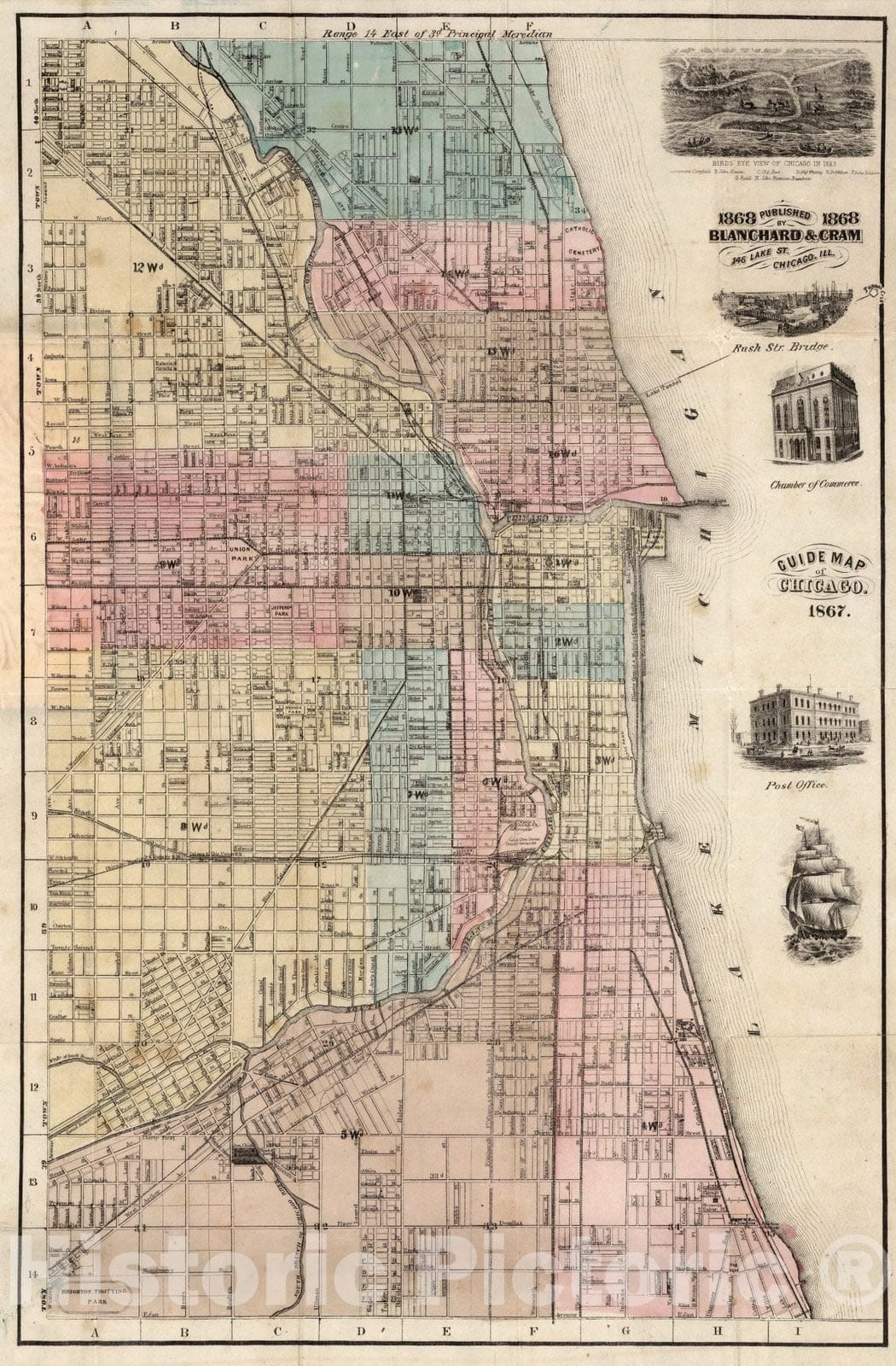 Historic Map : Guide Map of Chicago, 1868 - Vintage Wall Art – Historic ...