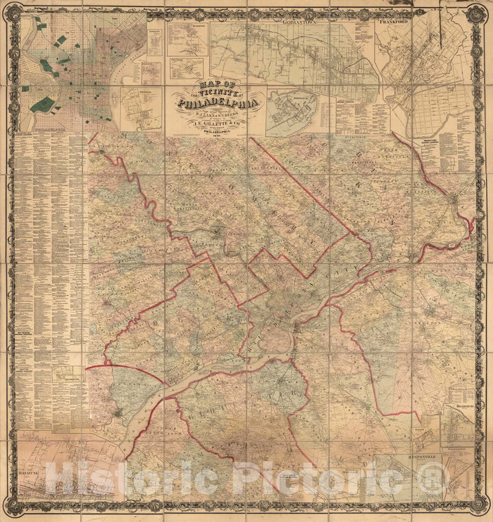 Historic Map : Map of The Vicinity of Philadelphia, 1860 - Vintage Wal ...