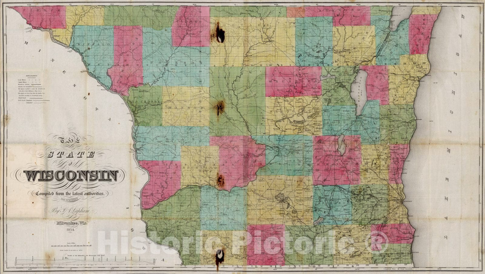 Historic Map : Pocket Map, Wisconsin 1854 - Vintage Wall Art – Historic ...