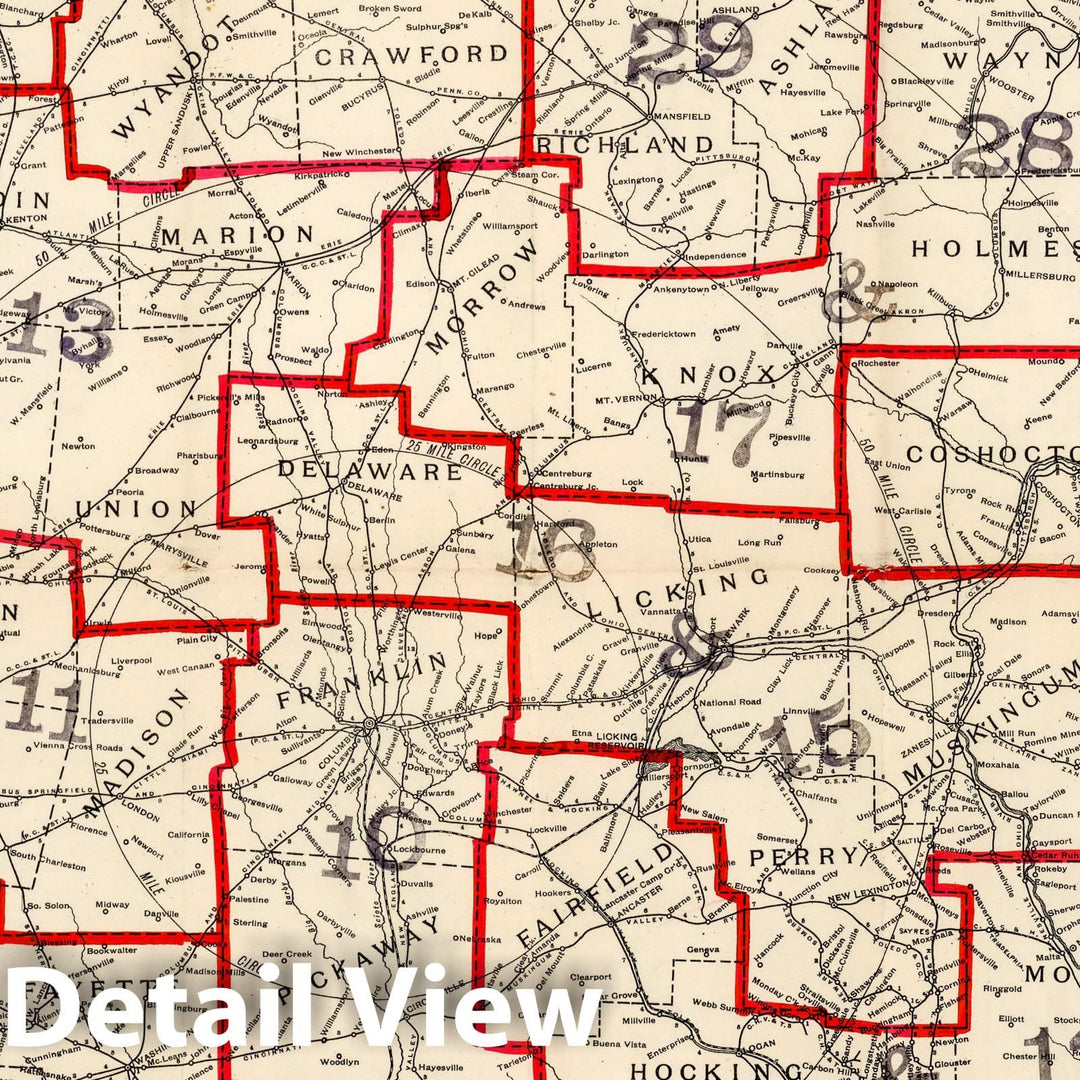 Historic Wall Map : Railroad Map of Ohio, 1890 - Vintage Wall Art ...