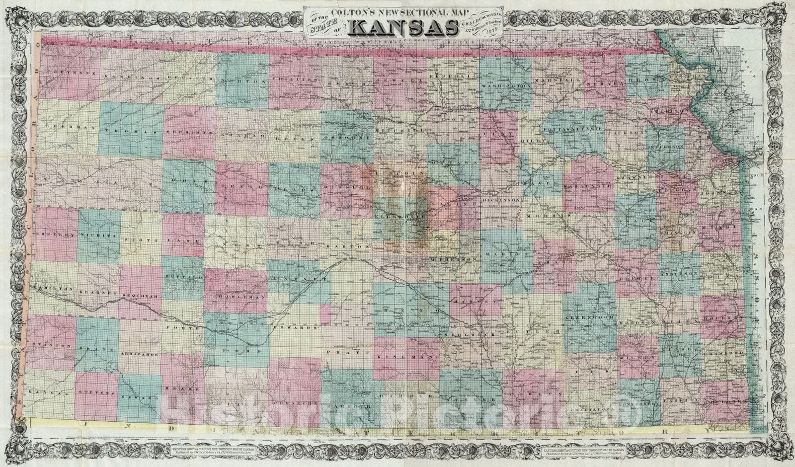 Historic Map : Composite: Sectional Map of The State of Kansas, 1879 ...