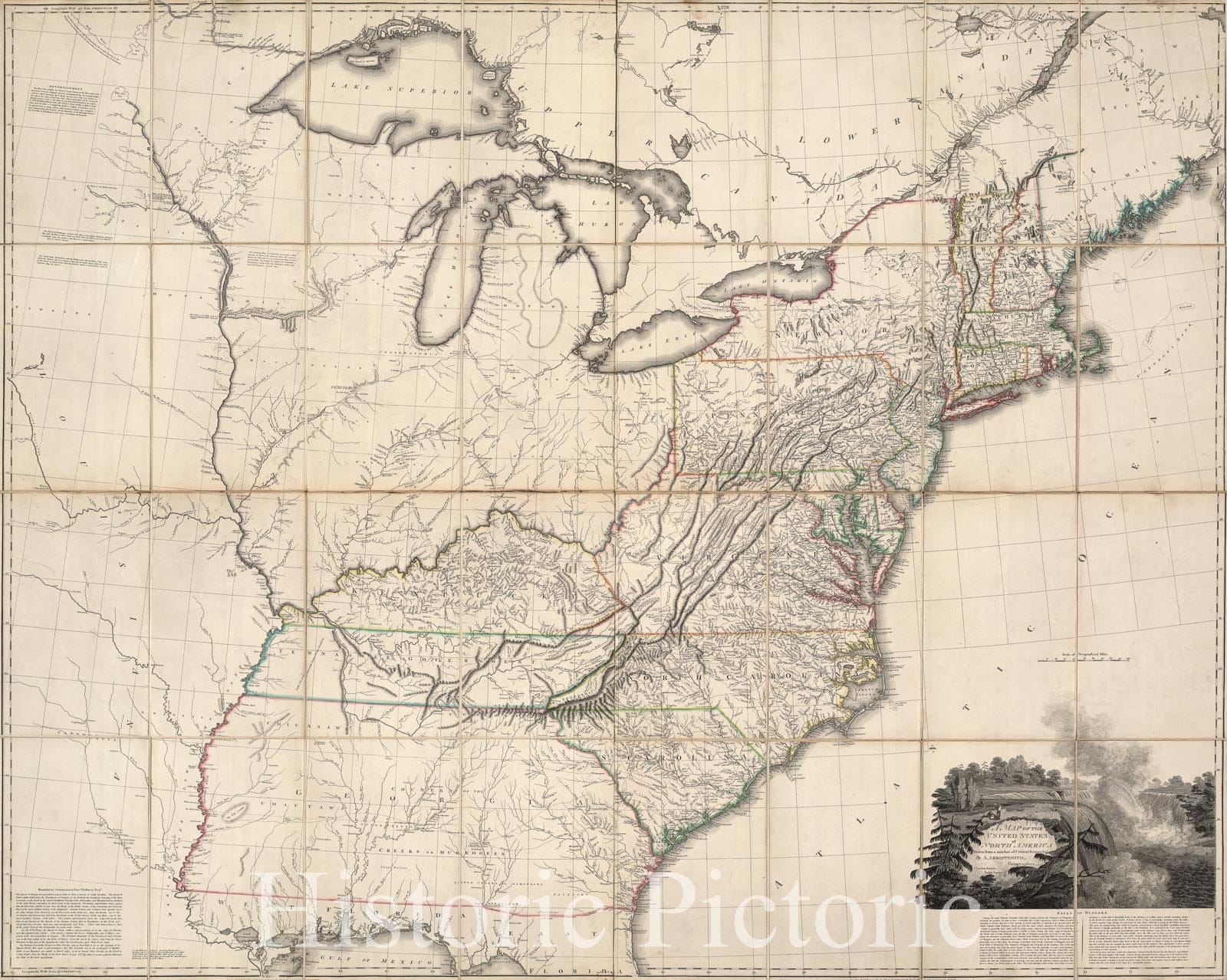 Historic Map : Case Map, United States of North America. 1796 - Vintag ...
