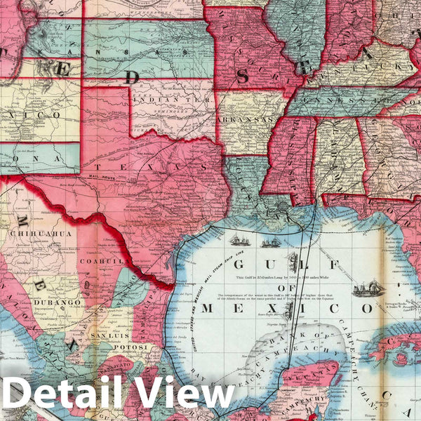 Historic Map : Map of the United States and Mexico, 1860 - Vintage Wal ...