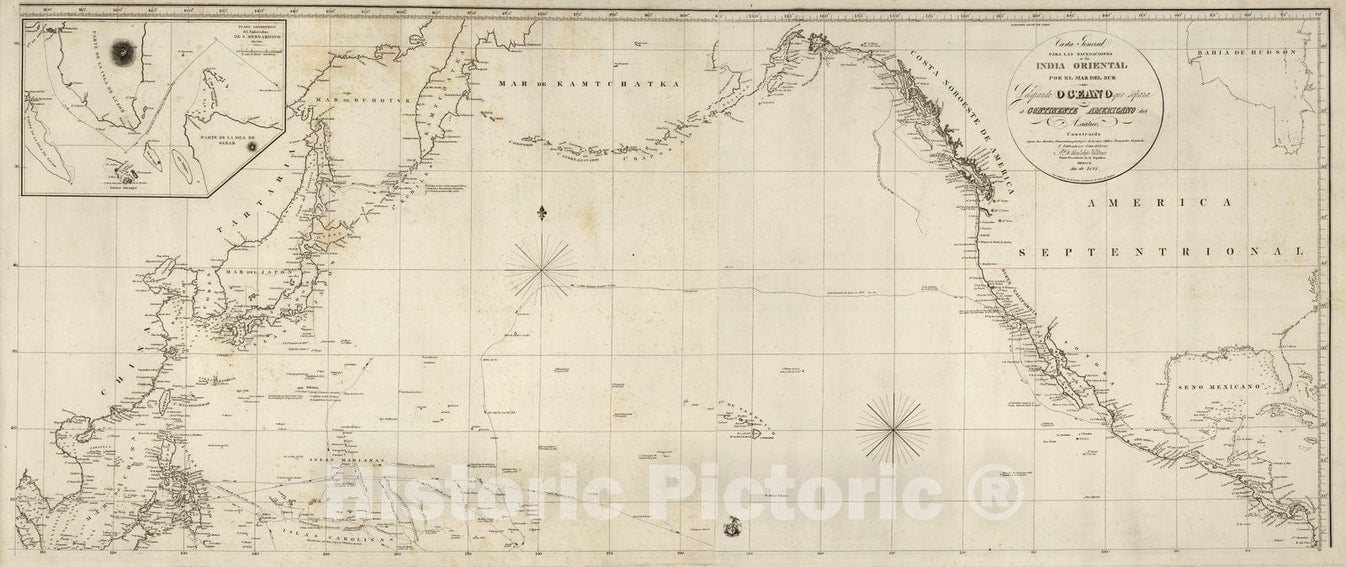 Historic Map : Carta General Para Las Navegaciones Separa el Continent ...