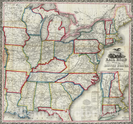 Historic Map : Road Map of The United State, 1860 - Vintage Wall Art ...