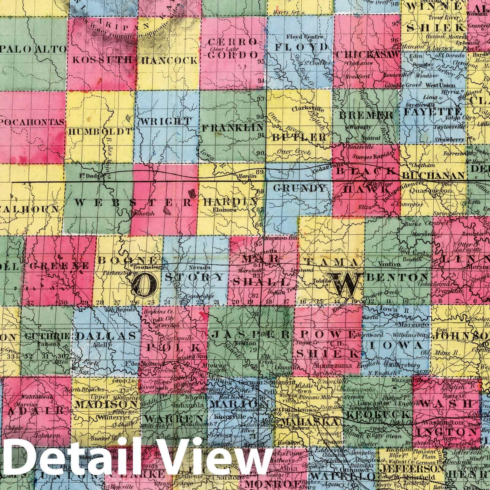 Historic Map : Map of Iowa, 1855 - Vintage Wall Art - Historic Pictoric