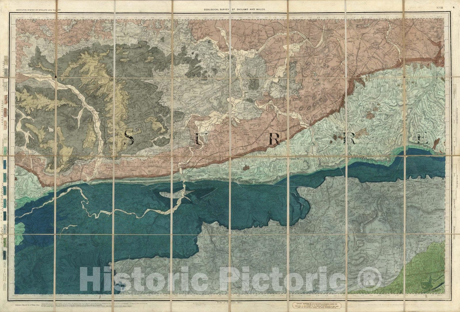 Historic Map : Geologic Atlas Map, 8. Dorking. 1887 - Vintage Wall Art ...