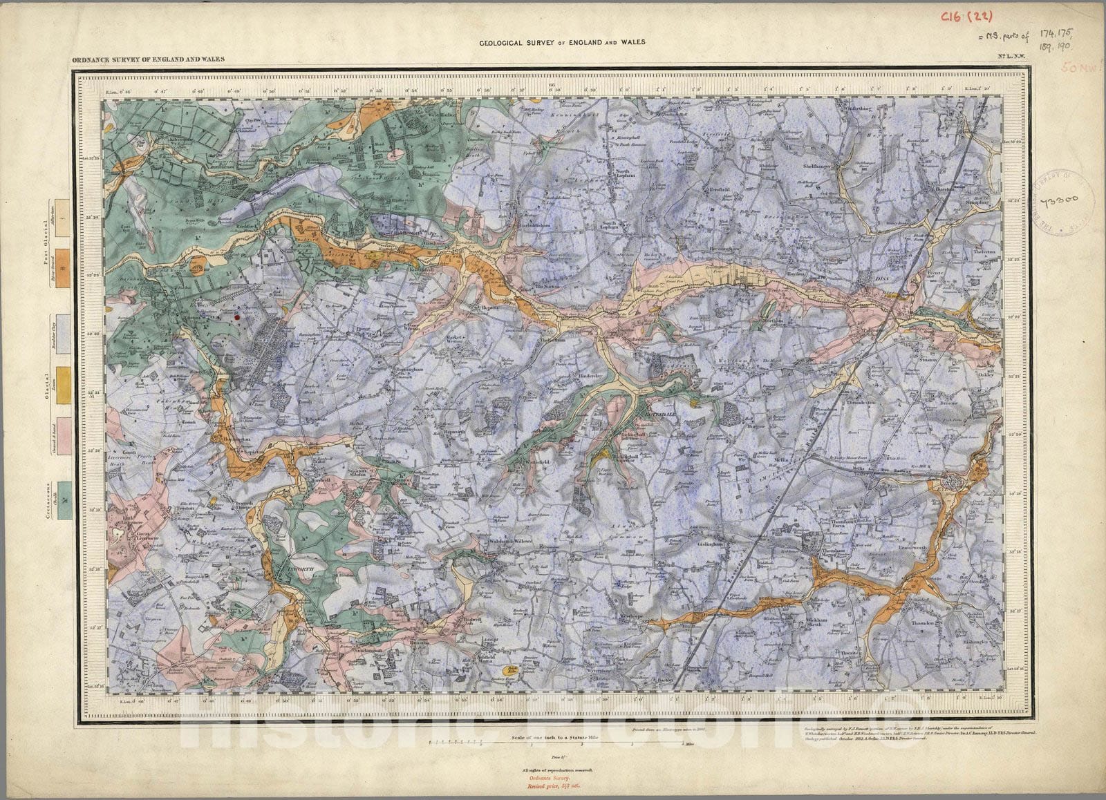 Historic Map : Geologic Atlas Map, 50. Fakenham, Eye, NW Quad. 1882 ...