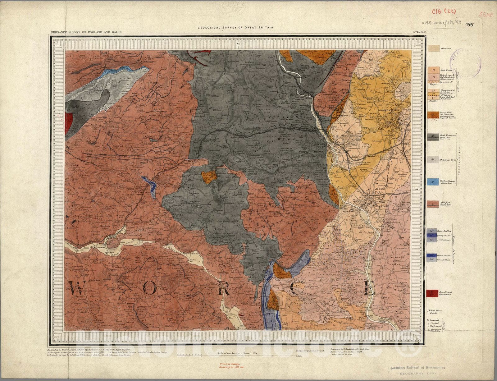 Historic Map : Geologic Atlas Map, 55. Kidderminster, Leominster, NE Q ...