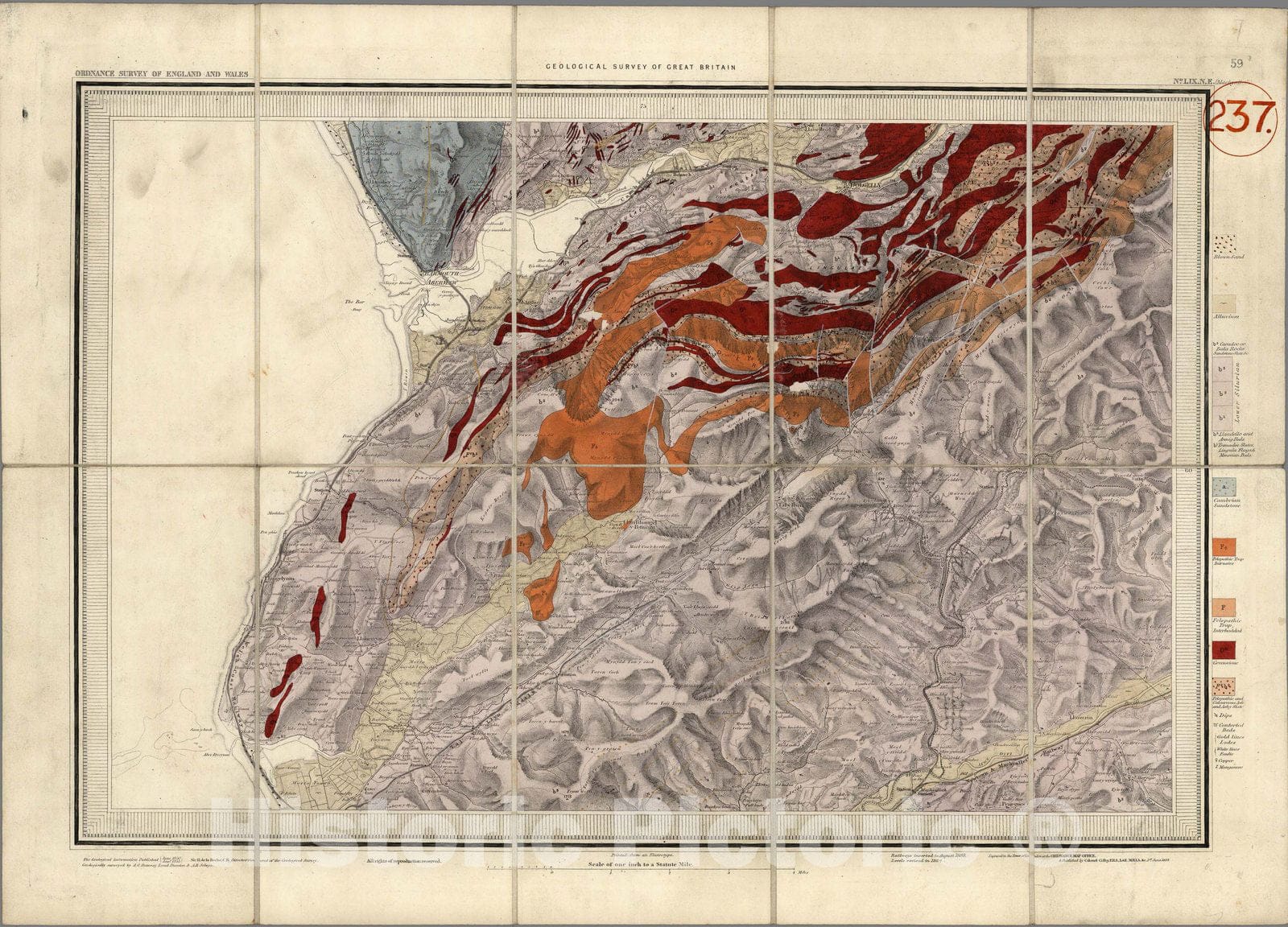 Historic Map : England, Geologic Atlas Map, 59. Barmouth, Machynlleth ...