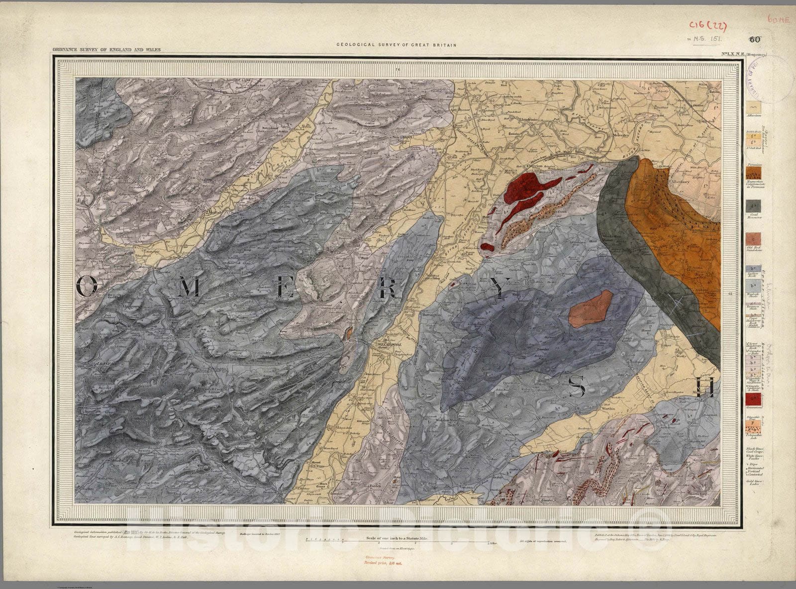Historic Map : Geologic Atlas Map, 60. Montgomery, NE Quad. 1867 - Vin ...