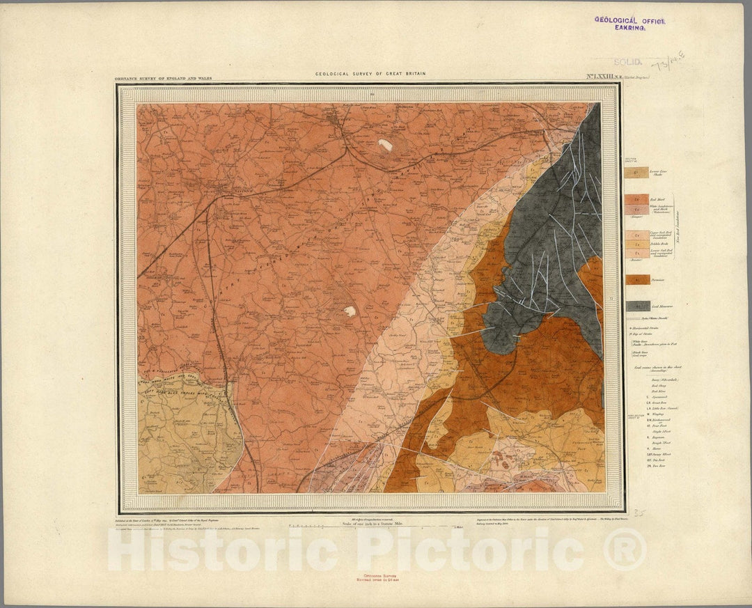 Historic Map : Geologic Atlas Map, 73. Market Drayton, NE Quad. 1890 ...