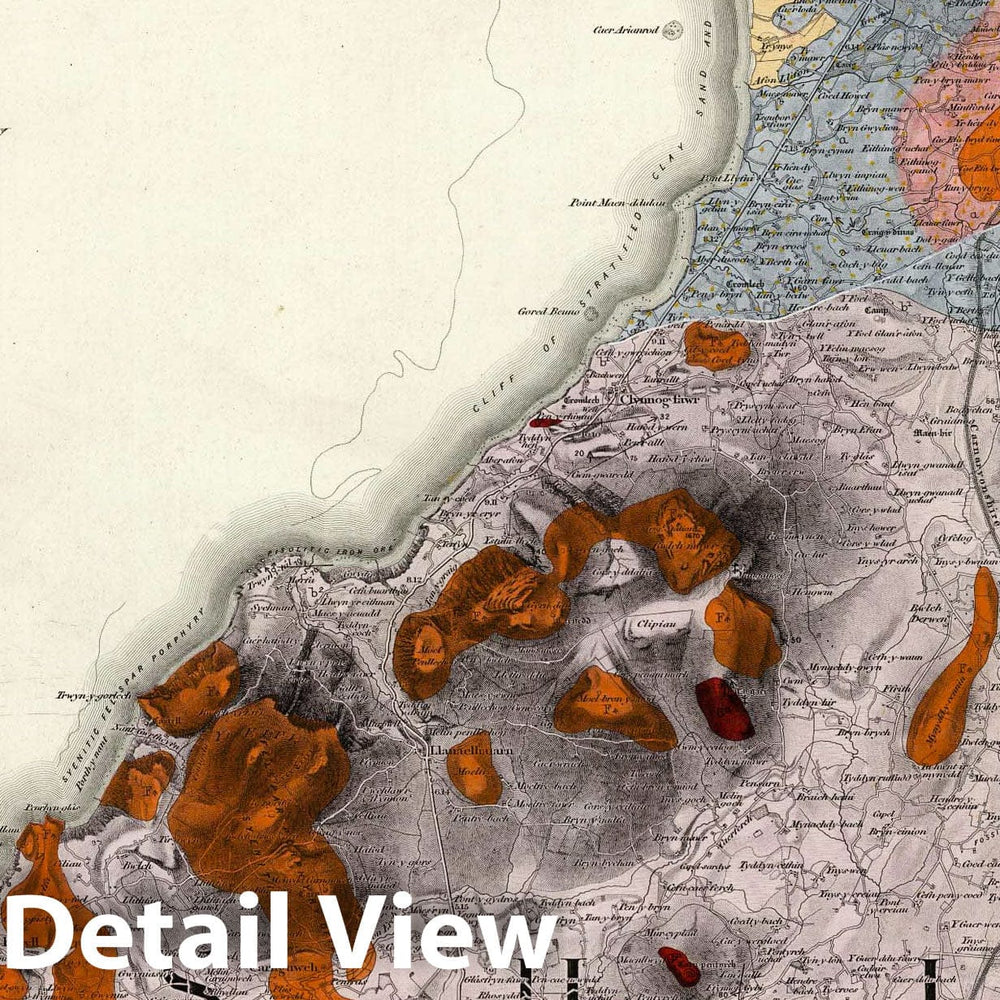Historic Wall Map : Geologic Atlas Map, 75. Harlech, NW Quad. 1885 - V ...