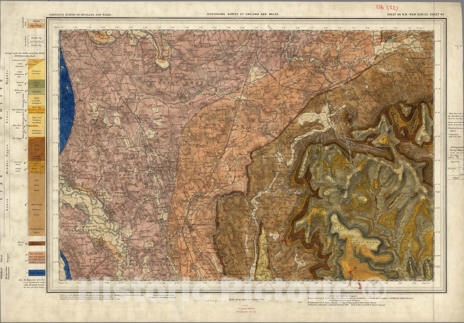 Historic Map : Geologic Atlas Map, 96. Helmsley, NW Quad. 1883 - Vinta ...