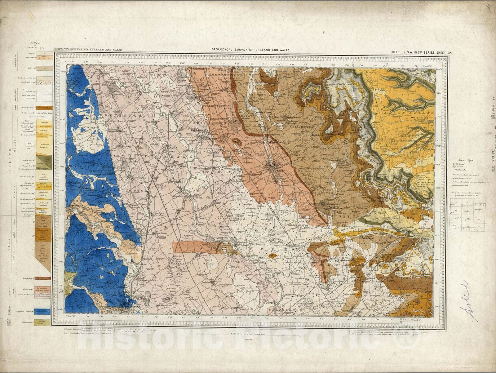 Historic Map : Geologic Atlas Map, 96. Thrisk, Helmsley, SW Quad. 1884 ...