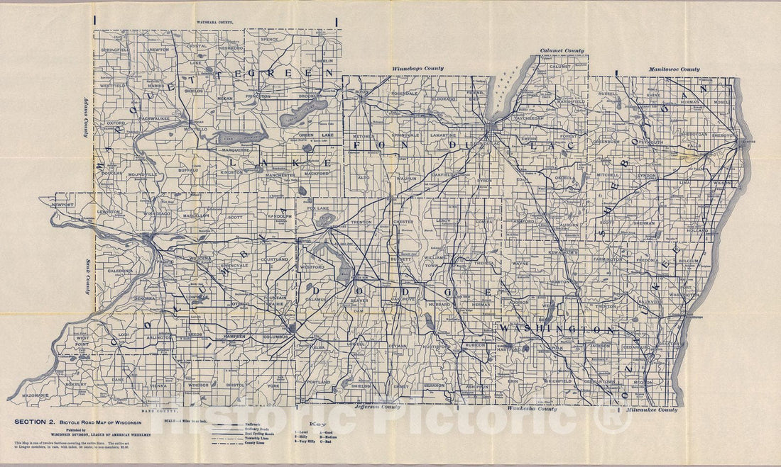 Historic Map : Section 2. Bicycle Road Map of Wisconsin, 1897 - Vintag ...