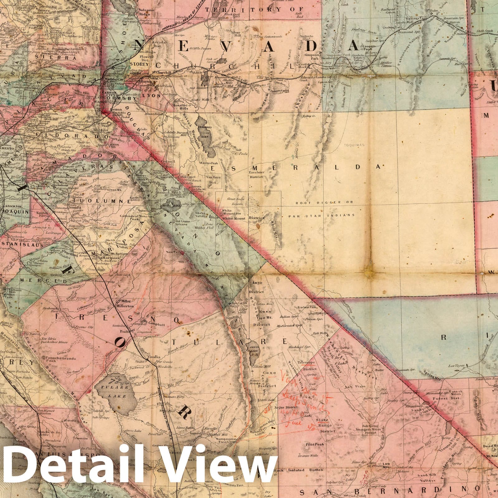 Historic Map : Pocket Map, California, Nevada, Utah And Arizona 1864 ...