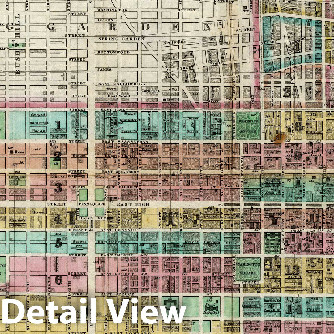 Historic Wall Map : Guide Book, Plan of the City of Philadelphia 1828 ...