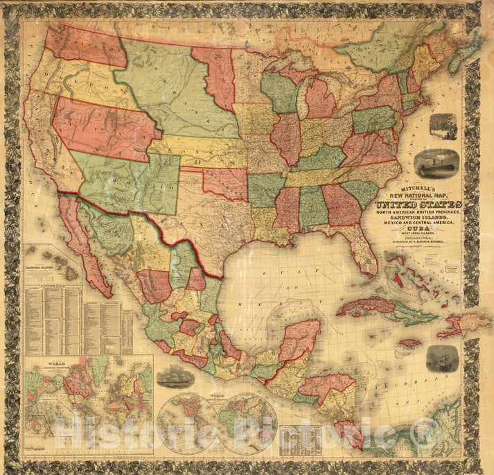 Historic Map : New National Map Exhibiting The United States, 1858 - V ...