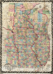 Historic Map : Composite: Map of The North Western States, 1866 - Vint ...