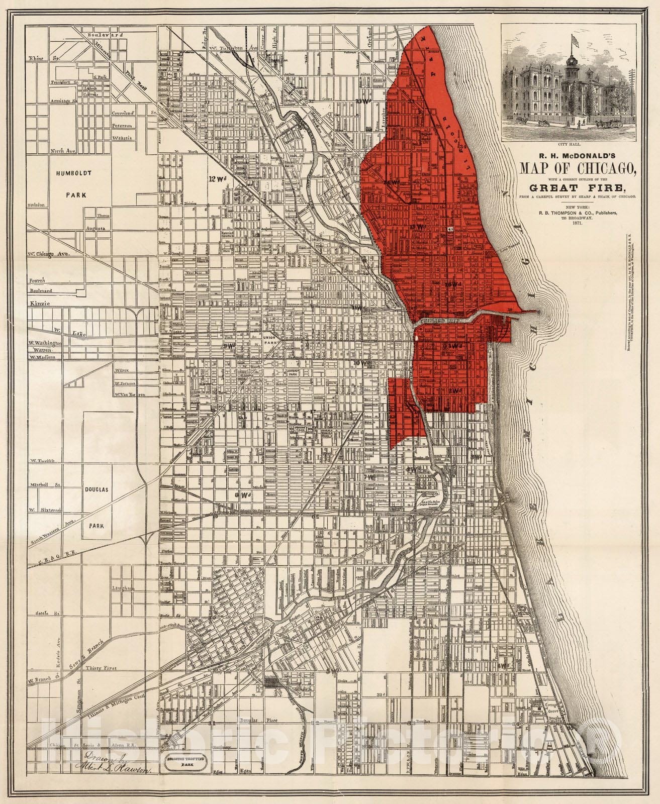 Historic Wall Map : Map of Chicago, 1872 - Vintage Wall Art – Historic ...