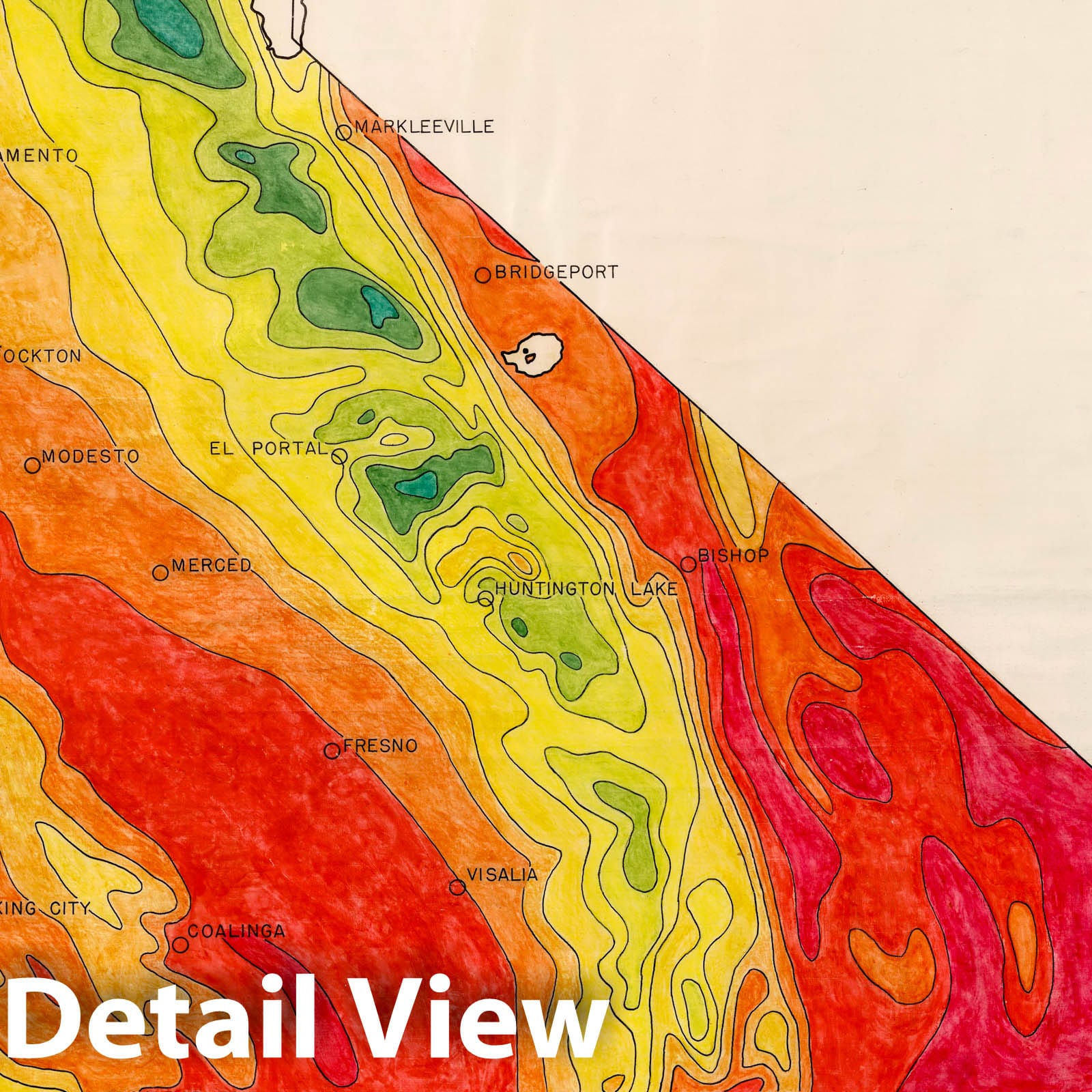 Historic Map : Wall Map, California - Precipitation. 1950 - Vintage Wa ...