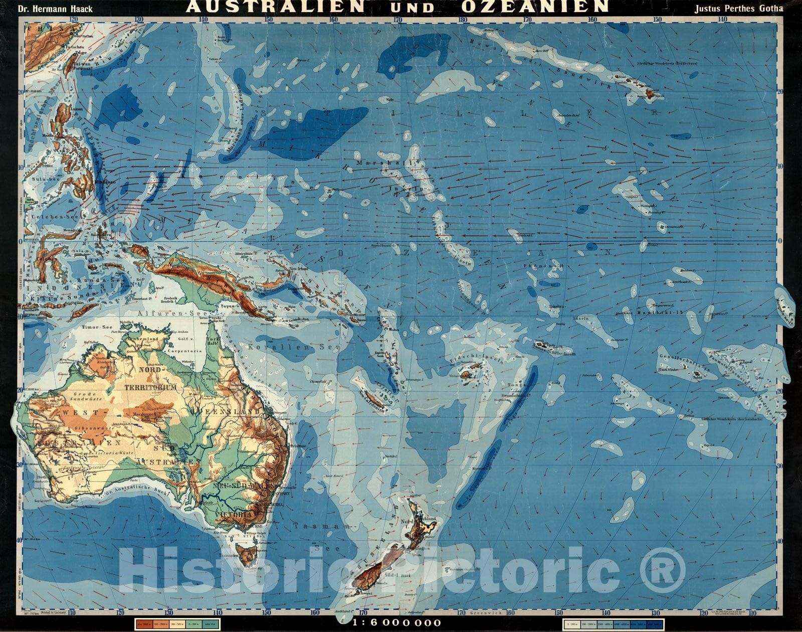 Historic Map : Wall Map, Australia and Polynesia - Physical 1957 - Vin ...