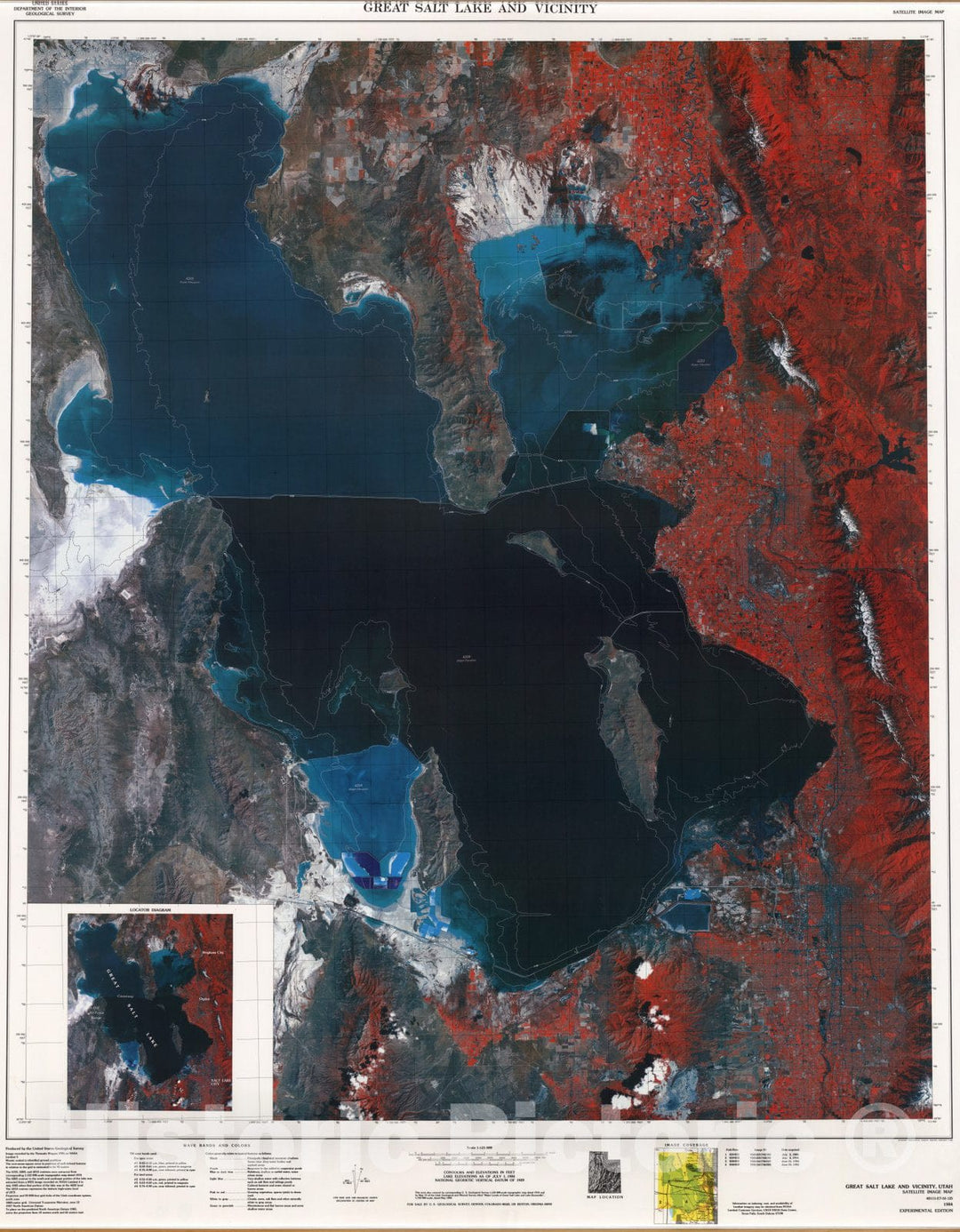 Historic Map : Wall Map, Utah: Great Salt Lake and Vicinity - Landsat ...