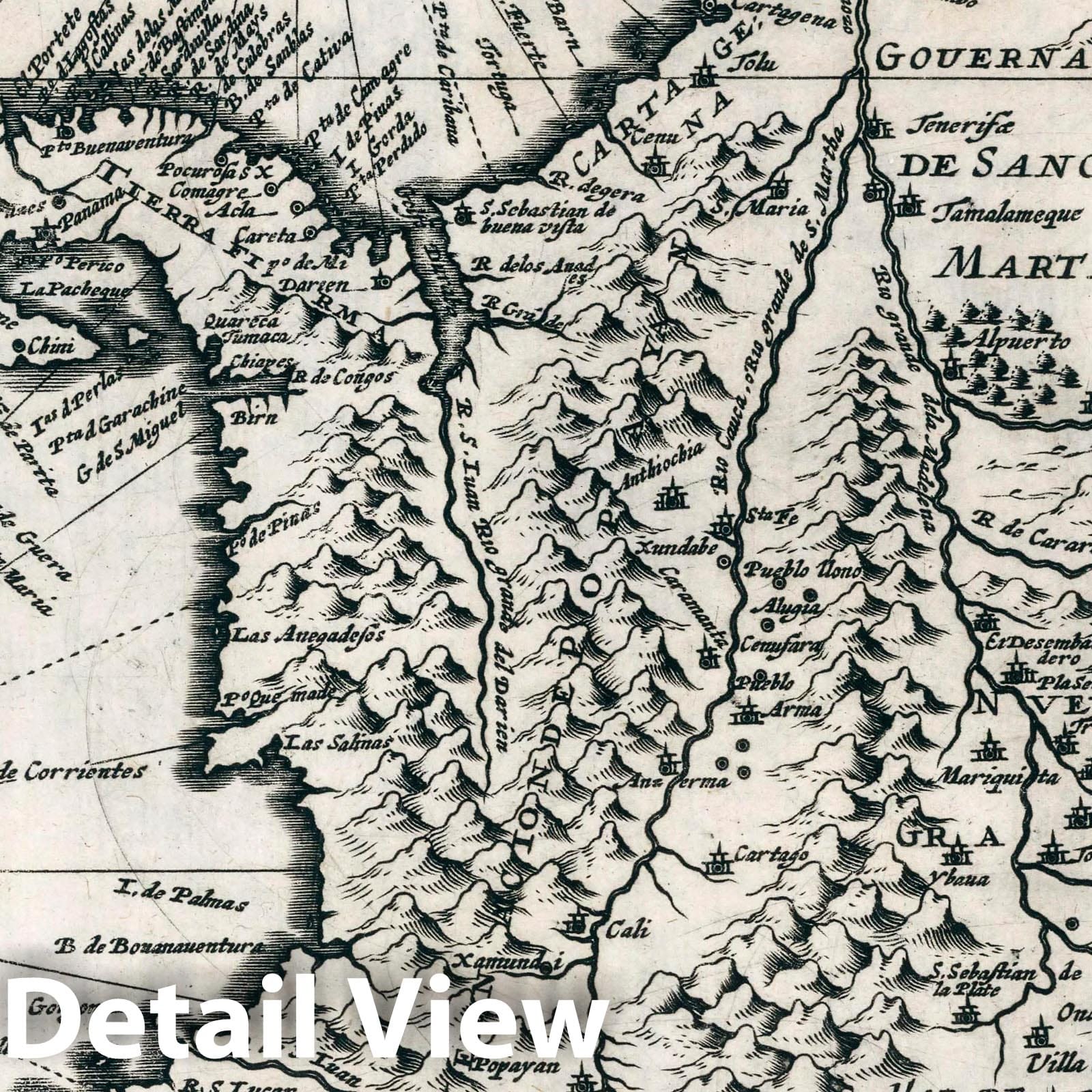 Historic Map : Terra Firma et Novum Regnum Granatense et Popaian, 1636 ...
