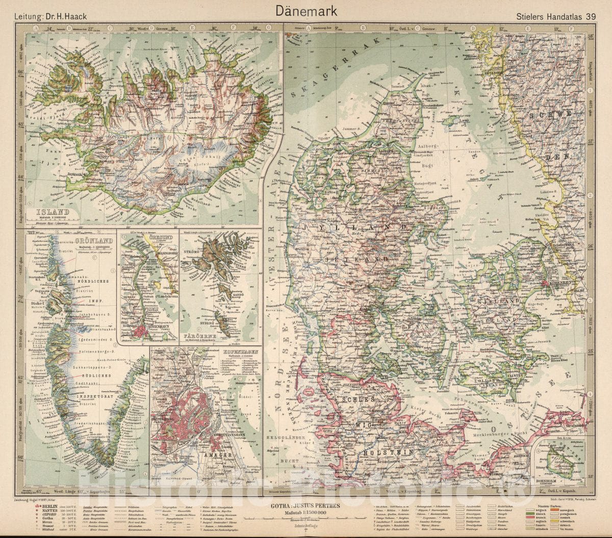 Historic Wall Map : Denmark, 39. Danemark. Denmark. (Insets) (Iceland ...
