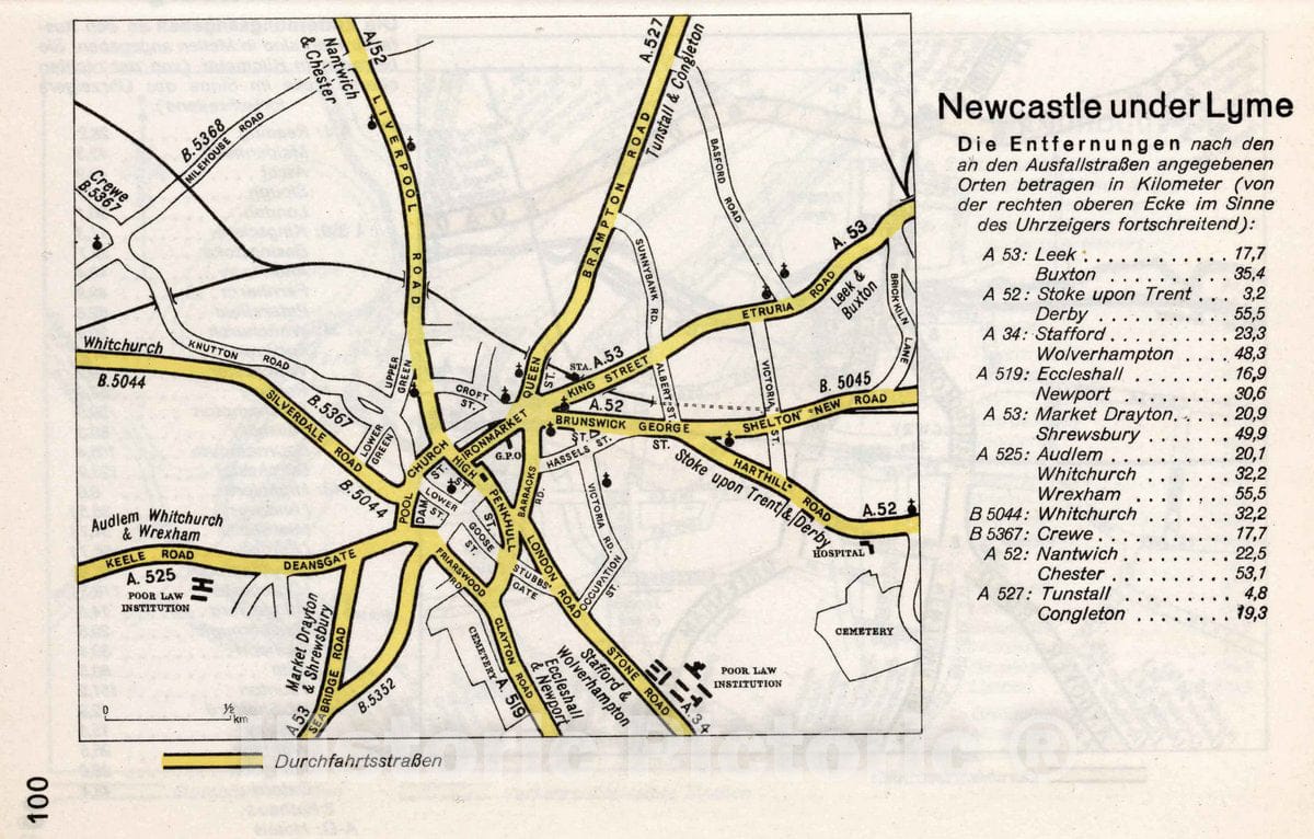 Historic Map : 1941 Military Atlas - Newcastle Under Lyme. - Vintage W ...