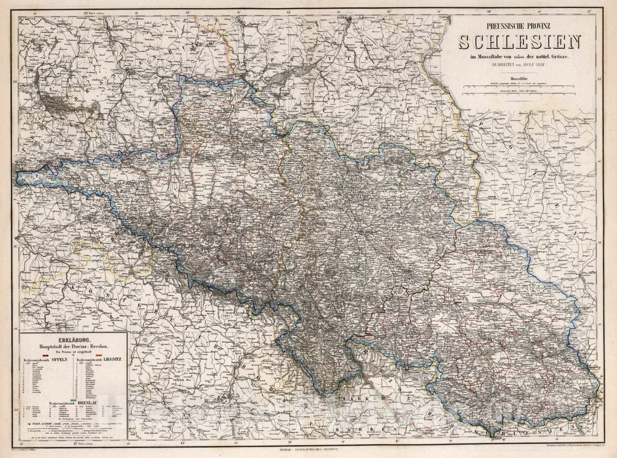 Historic Map : Poland, Silesia Preussische Provinz Schlesien, 1859 Atl ...