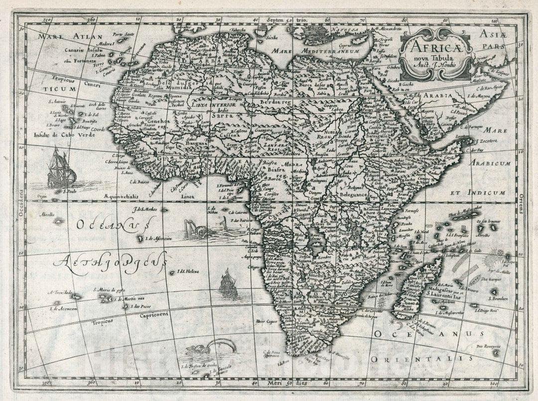 Historic Map : Africae nova Tabula. Auct. J. Hondio, 1636 Atlas - Vint ...