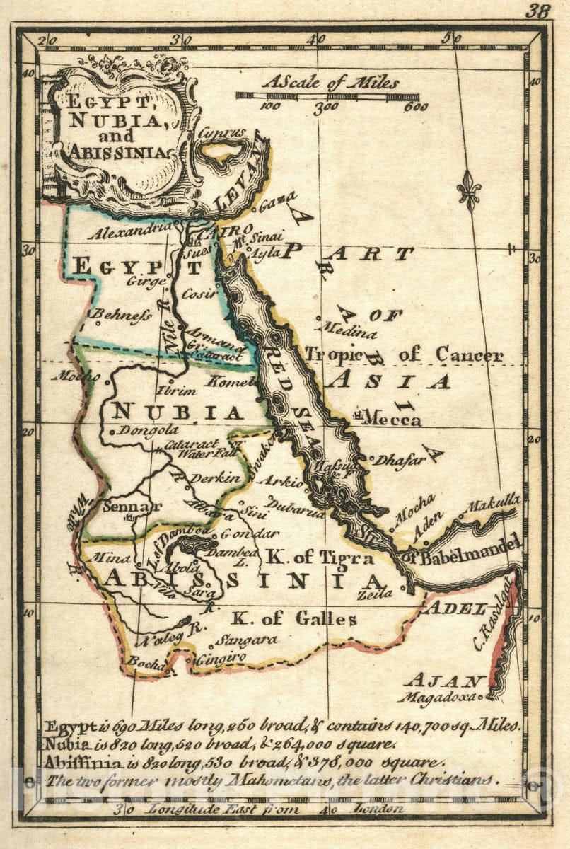 Historic Map : 1758 Egypt, Nubia And Abissinia. Atlas Minimus or a New ...