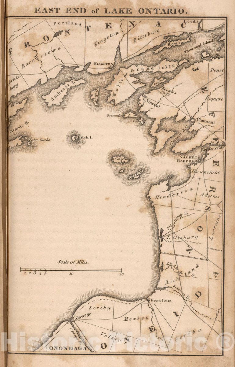 Historic Map : 1813 National Atlas - East End of Lake Ontario. - Vinta ...