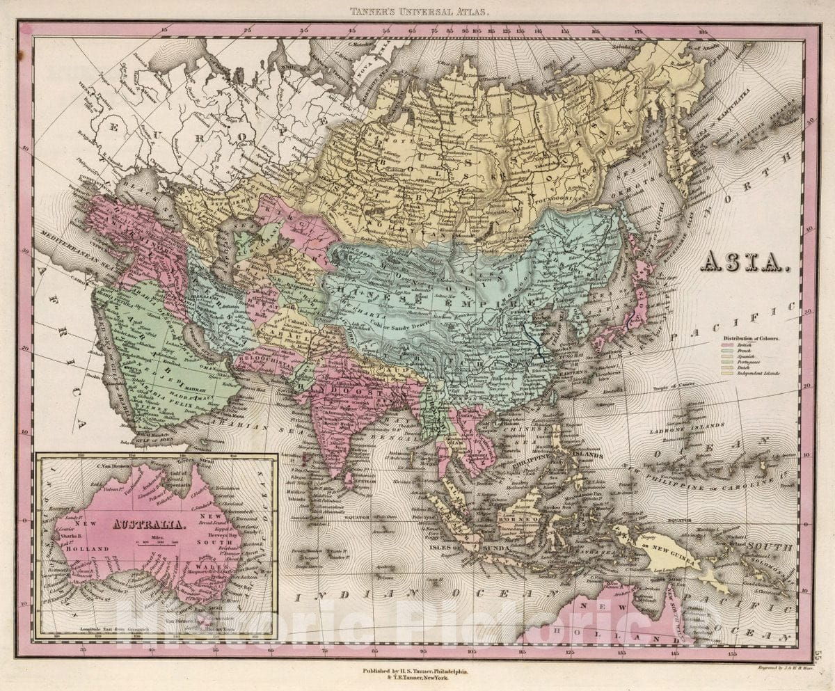 Historic Map : Asia. (Inset) Australia, 1836 Atlas v2 - Historic Pictoric