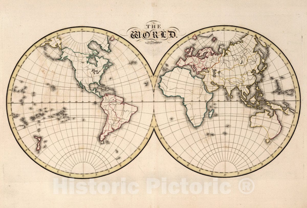 Historic Map : 1815 School Atlas - The World. Copied from Wilkinson's ...