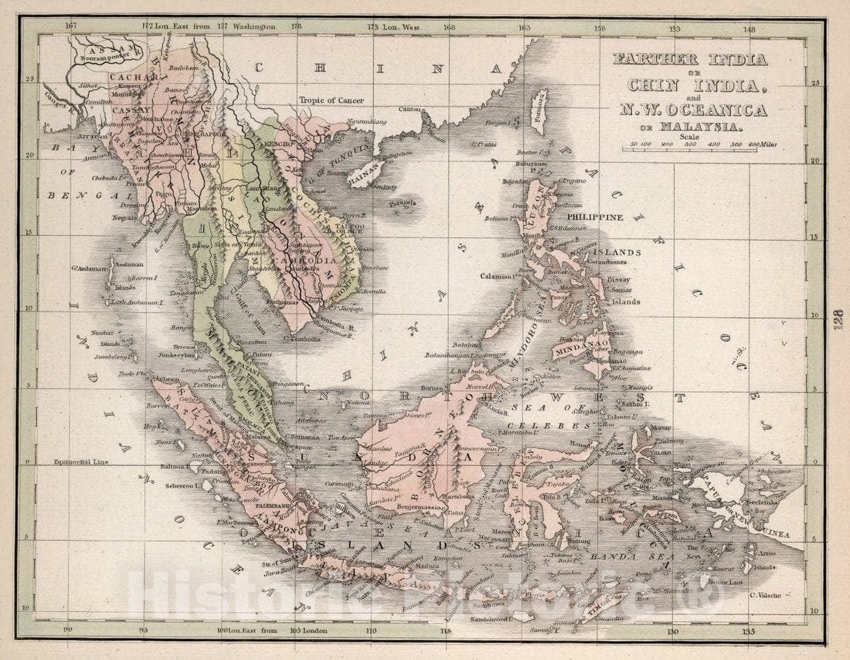 Historic Map : Further India or Chin Inida and N.W. Oceanica or Malays ...