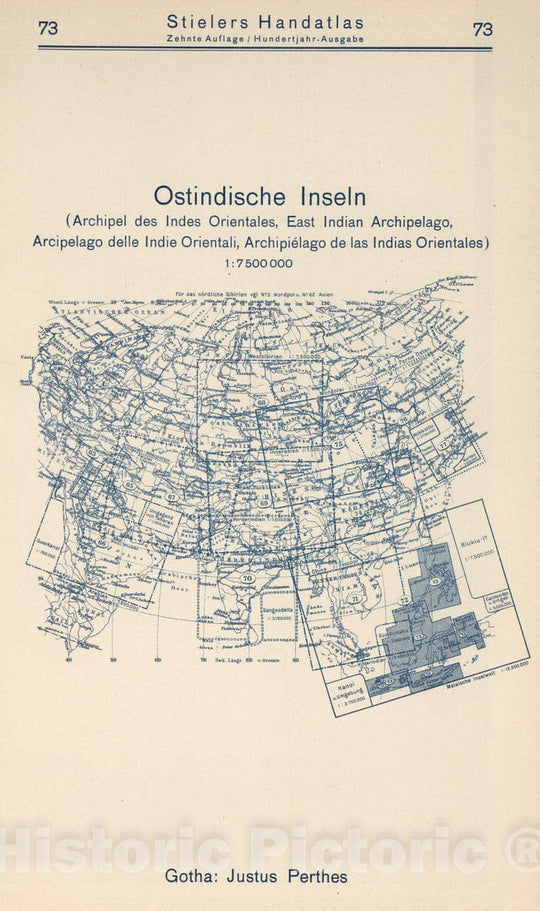 Historic Map : 1925 Index Map: 73. Ostindische Inseln. East Indian Arc ...